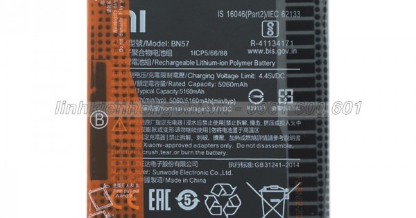 Pin POCO X3 NFC M2007J20CG (BN57) 5160mAh Zin chính hãng